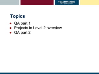 Toastmasters Pathways VSS for BCMs 6 | PDF