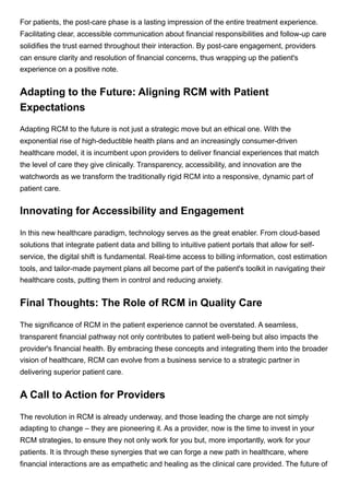 Enhancing Patient Care through Innovative Revenue Cycle Management | PDF