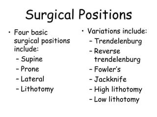 PATIENT-POSITIONING-BEFORE-SURGICAL-PROCEDURES-2.ppt | First Aid | Injuries