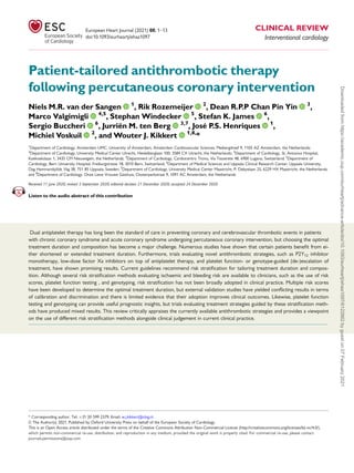 Patient tailored antithrombotic therapy | PDF