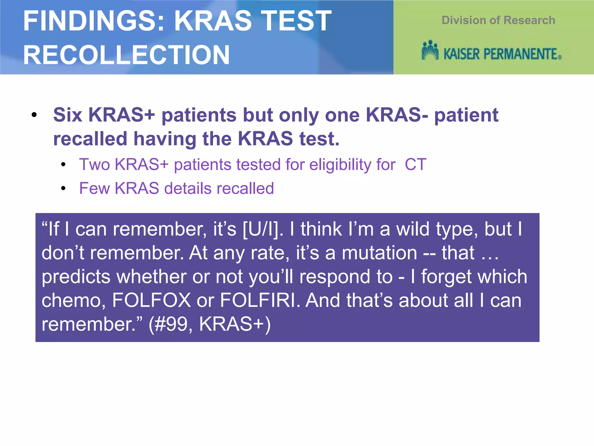 Patient Views of KRAS Testing for Treatment of Metastatic Colorectal ...