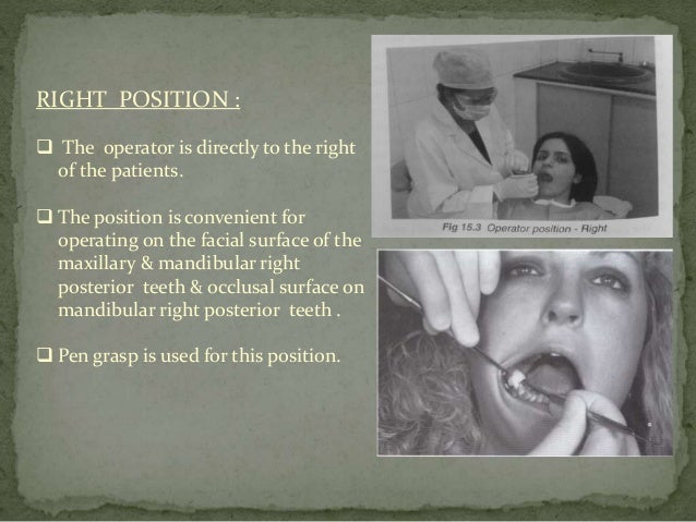 Patient and operator position simplified
