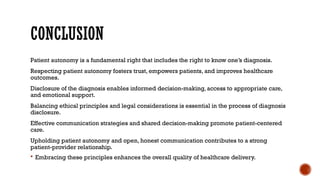 Patient Autonomy - The Right to know the Diagnosis | PPTX