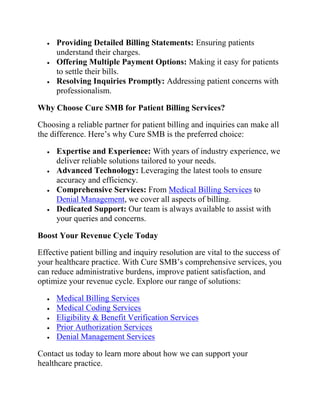 Patient Billing & Inquiry Solutions services | PDF