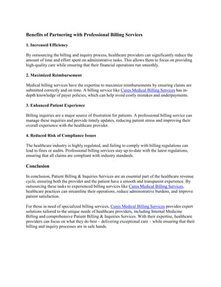 Patient Billing & Inquiries Services: Ensuring Smooth Healthcare ...