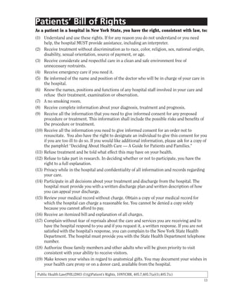 Patient Bill of Rights in English | PDF