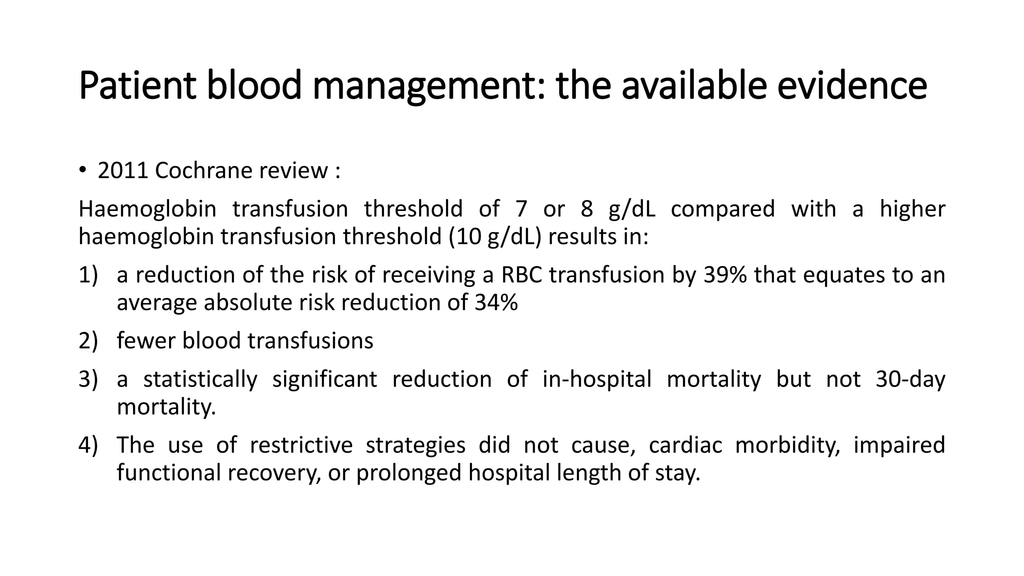 Patient Blood Management | PDF
