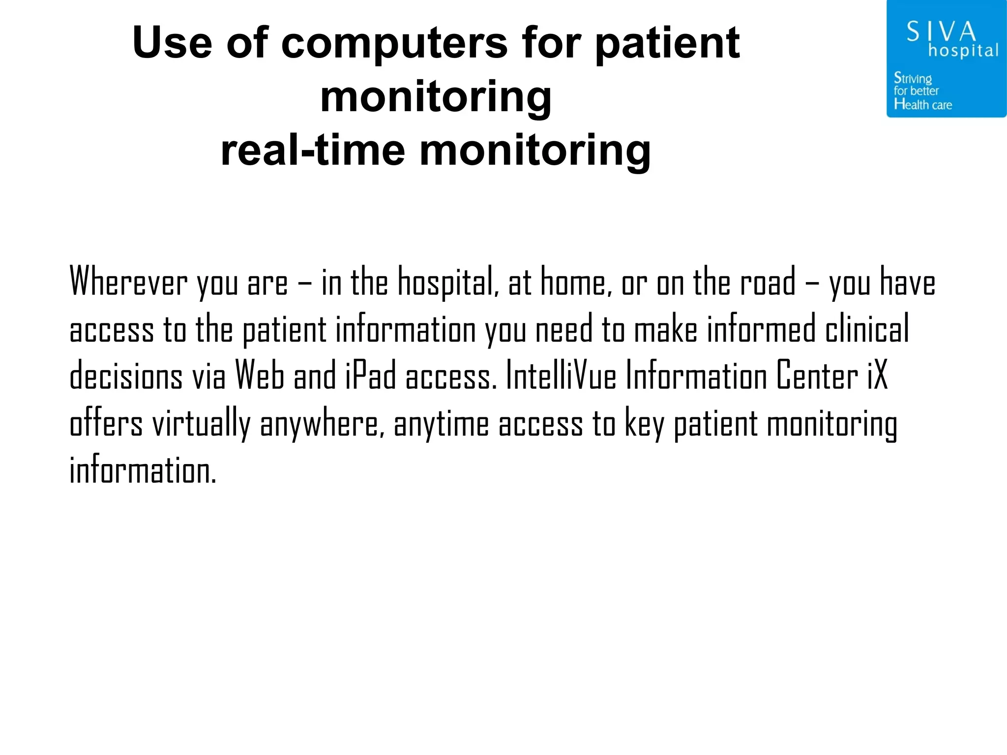 patient monitor ppt. siva hospital nagarcoil | PPT