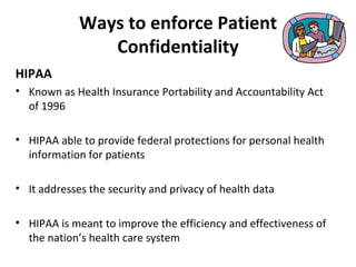 Patient confidentiality | PPT | Health Insurance | Insurance