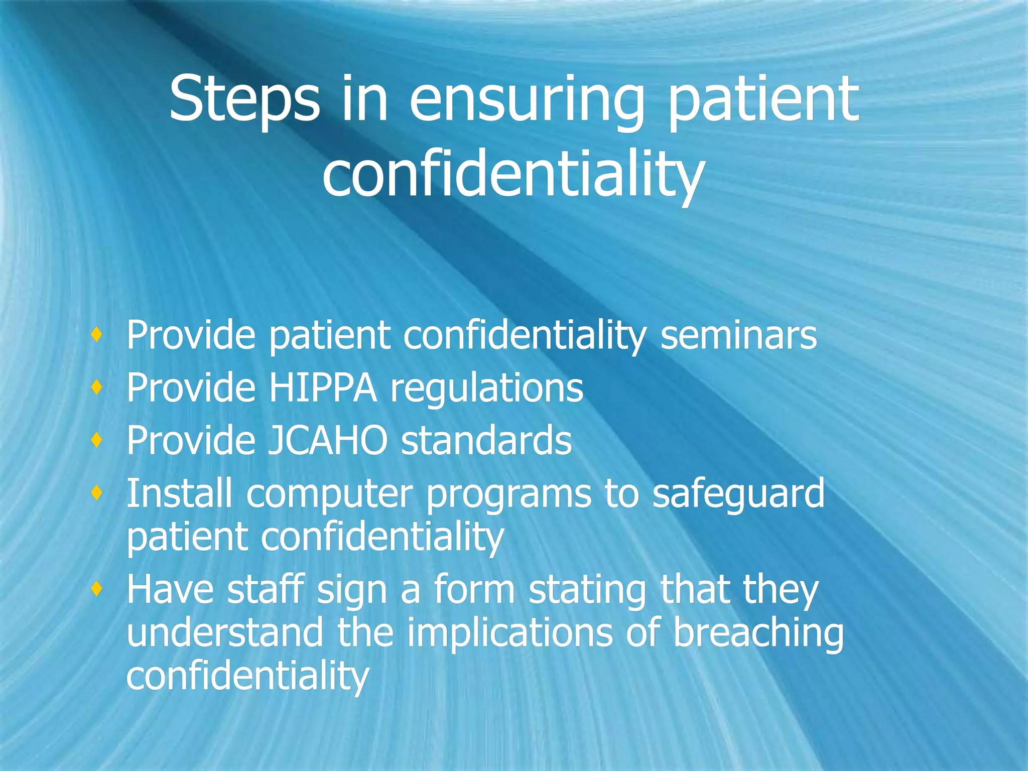 Patient confidentiality | PPT | Health Insurance | Insurance