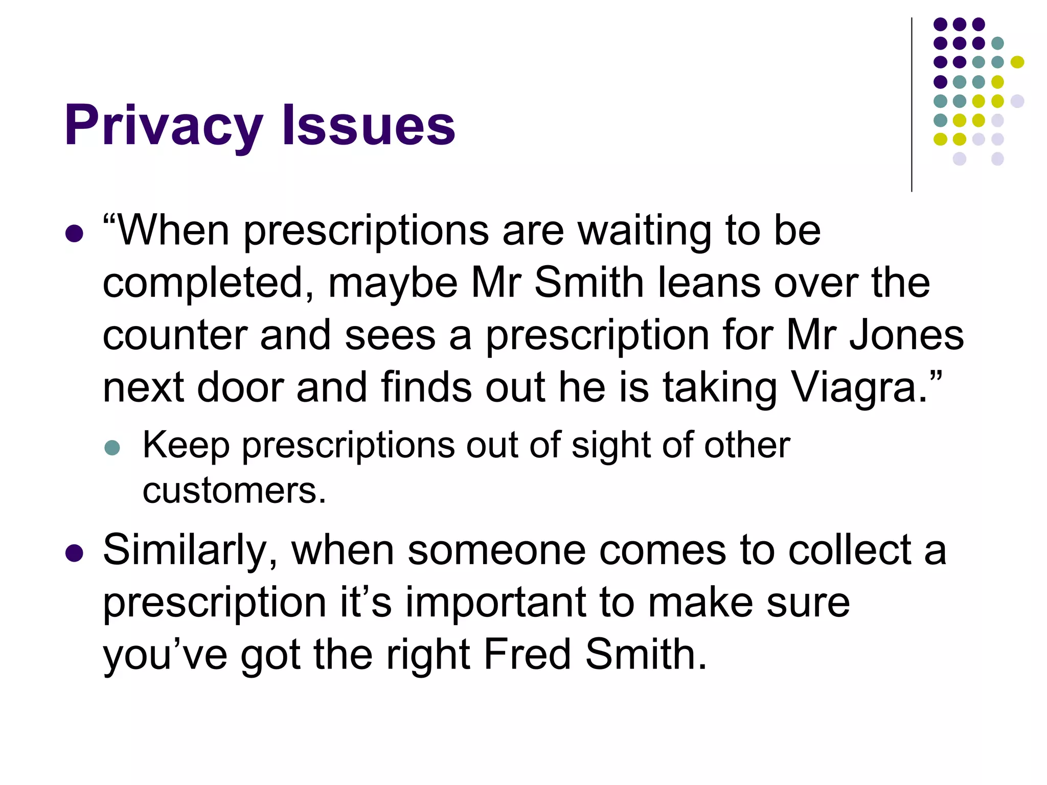 Patient confidentiality and privacy in pharmacies | PPT