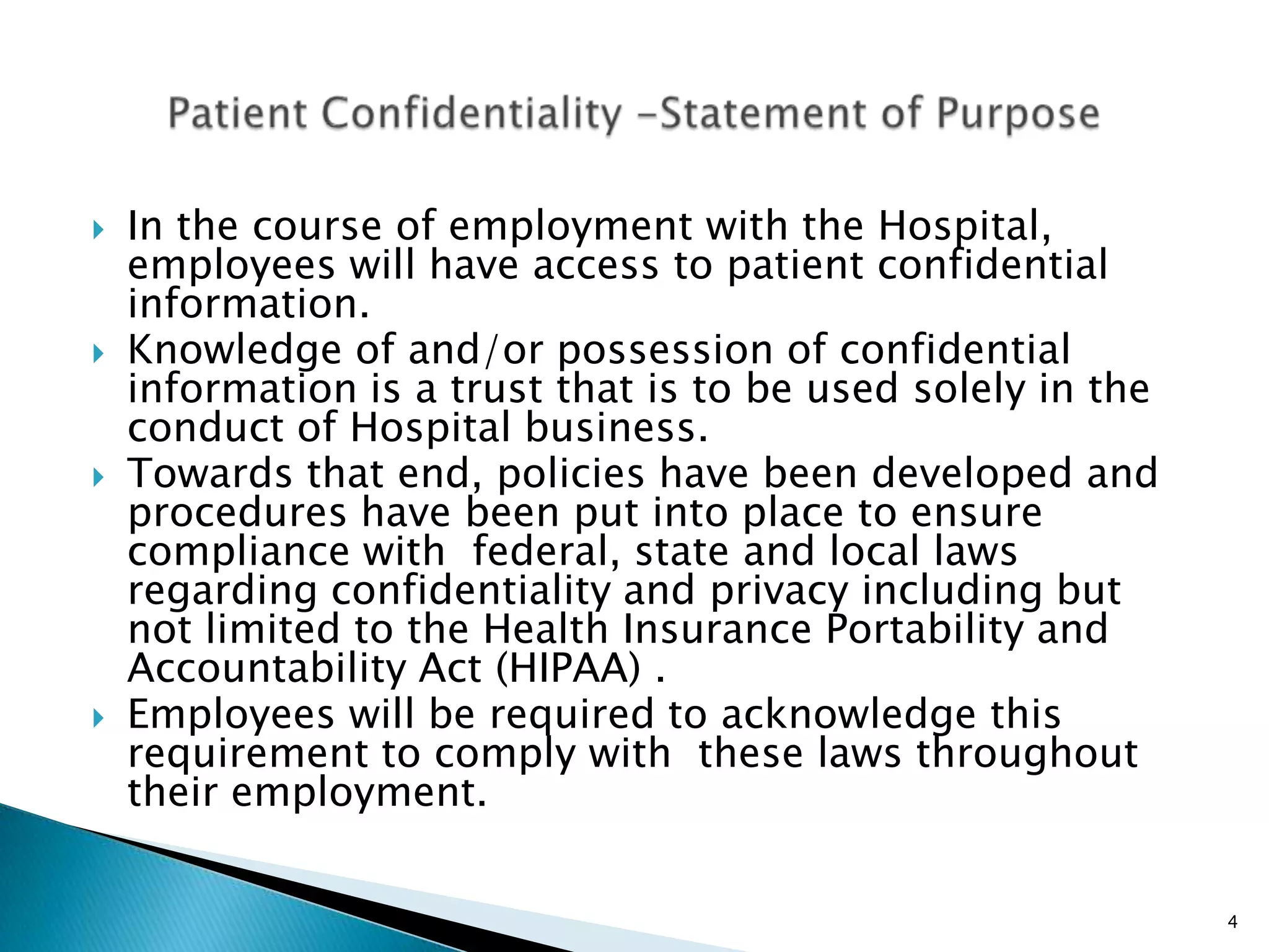 Patient confidentiality awareness training | PPTX