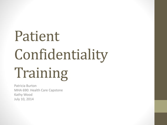 Patient confidentiality training | PPT