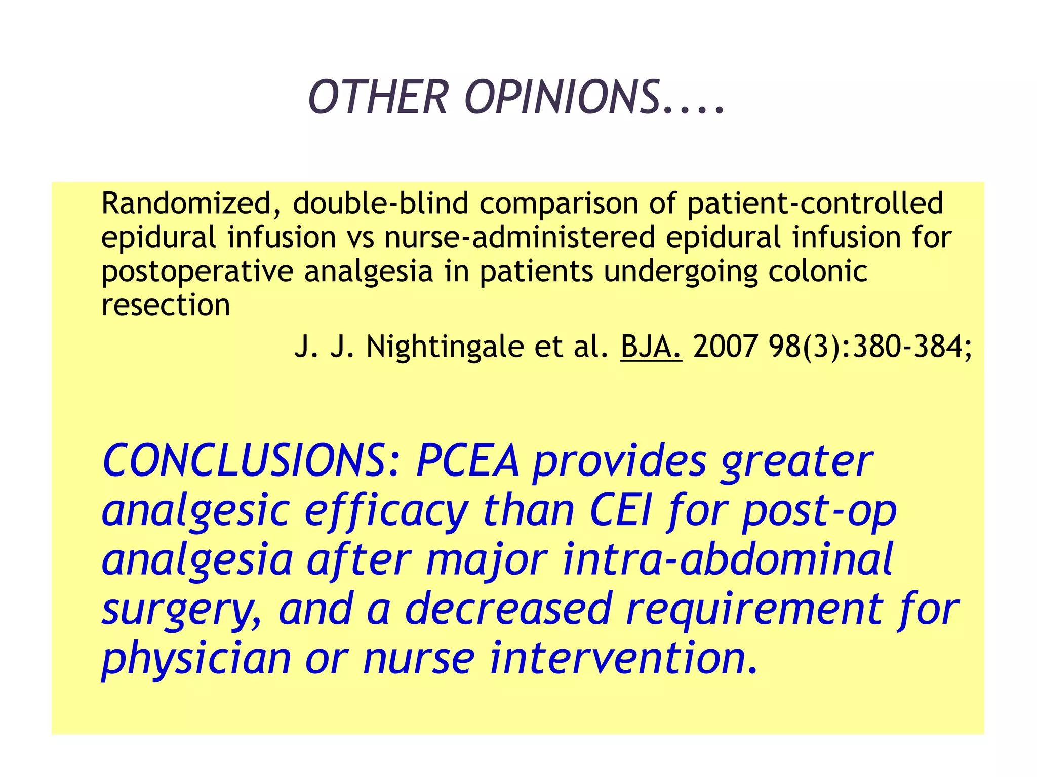Patient control epidural analgesia Al Razi hospital Kuwait | PDF