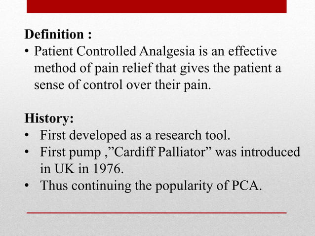 Patient controlled analgesia(pca) | PPTX | Healthcare Industry | Industries