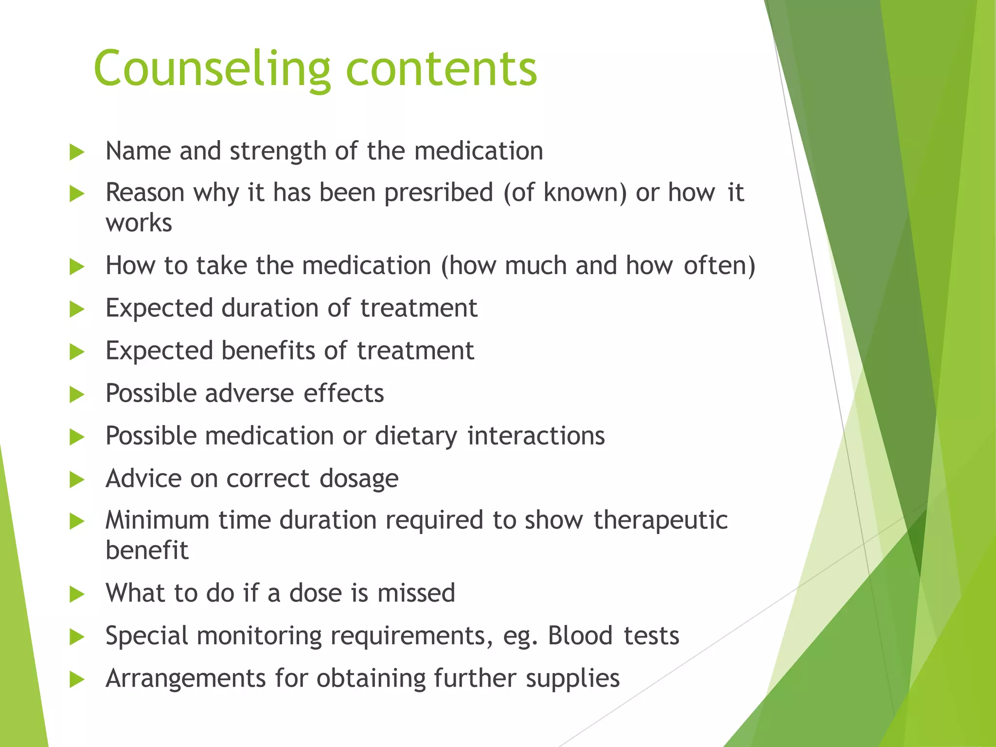 Patient counselling clinical pharmacy | PDF