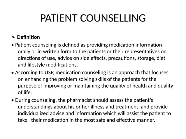 PATIENT COUNSELLING PPT chapter one.pptx
