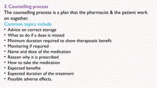 Pharmacy Practice, Unit III, PATIENT COUNSELLING, | PPTX