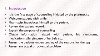 Pharmacy Practice, Unit III, PATIENT COUNSELLING, | PPTX