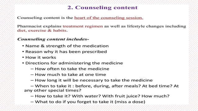 Pharmacy Practice, Unit III, PATIENT COUNSELLING, | PPTX