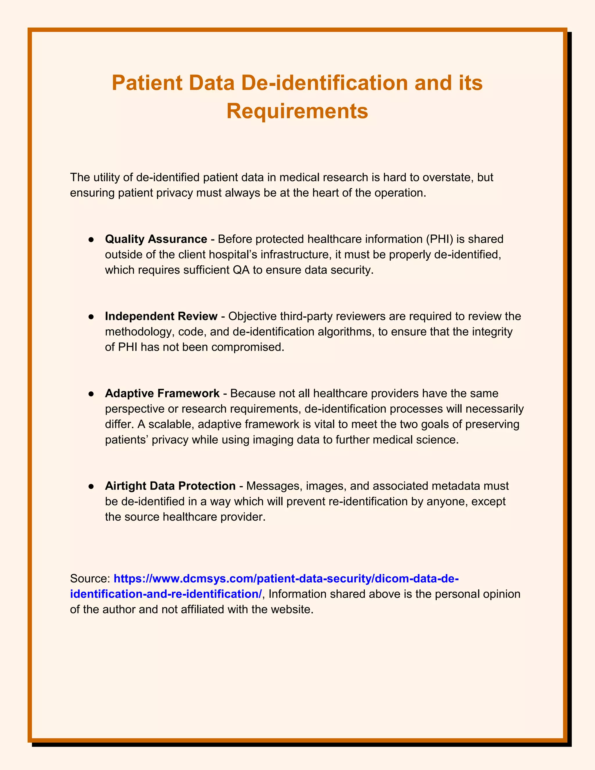 Patient Data De-identification and its Requirements | PDF