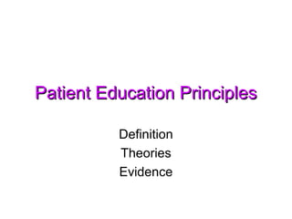 Patient education for chronic conditions | PPT