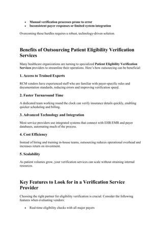 Why Patient Eligibility Verification Services Are Critical for Healthcare Revenue Cycle Success ...