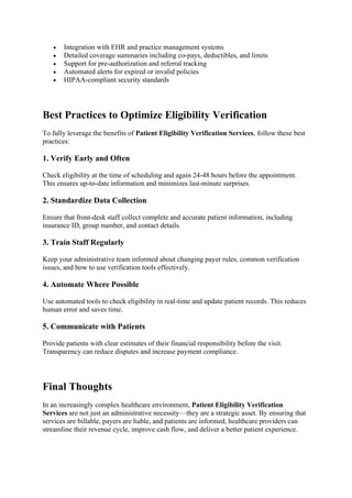 Why Patient Eligibility Verification Services Are Critical for ...