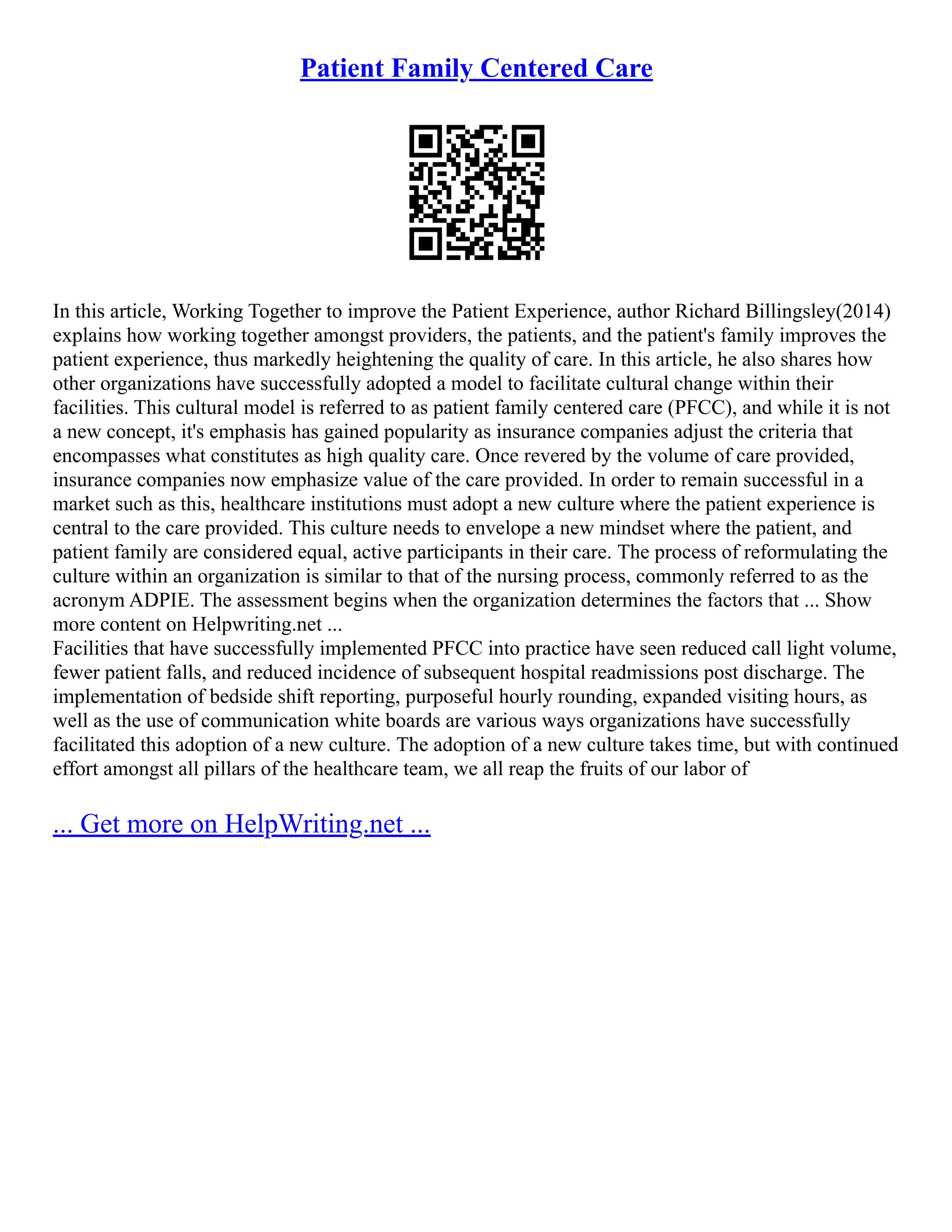 Patient Family Centered Care | PDF