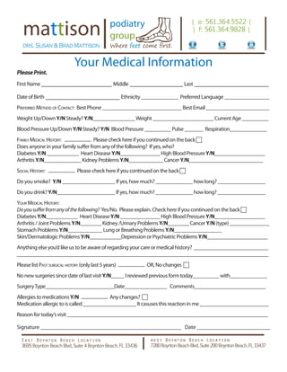 Patient forms your medical history and information mattison | PDF