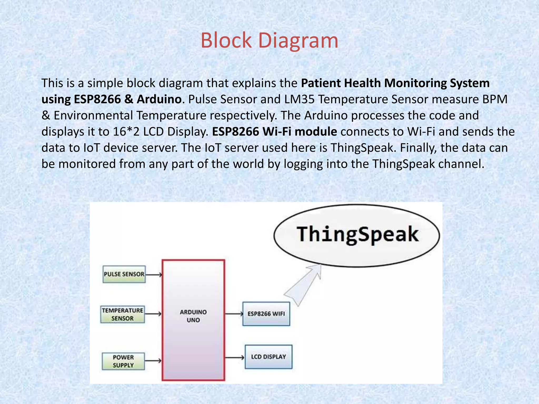 Patient Health Monitoring System Using Arduino And Esp8266 Ppt 7565