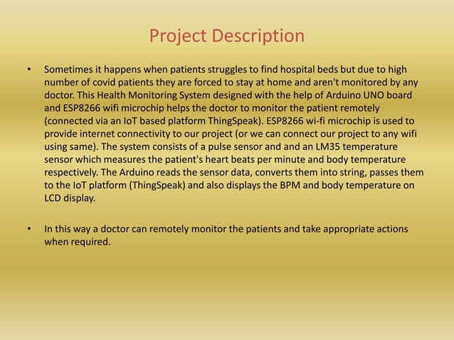 Patient Health Monitoring System Using Arduino & ESP8266 | PPTX ...