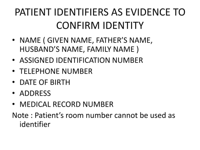 patient identification.pptx | Eldercare | Family and Relationships