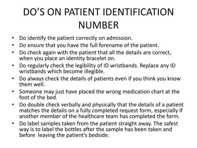 patient identification.pptx | Eldercare | Family and Relationships