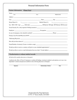 Patient Info Form | PDF