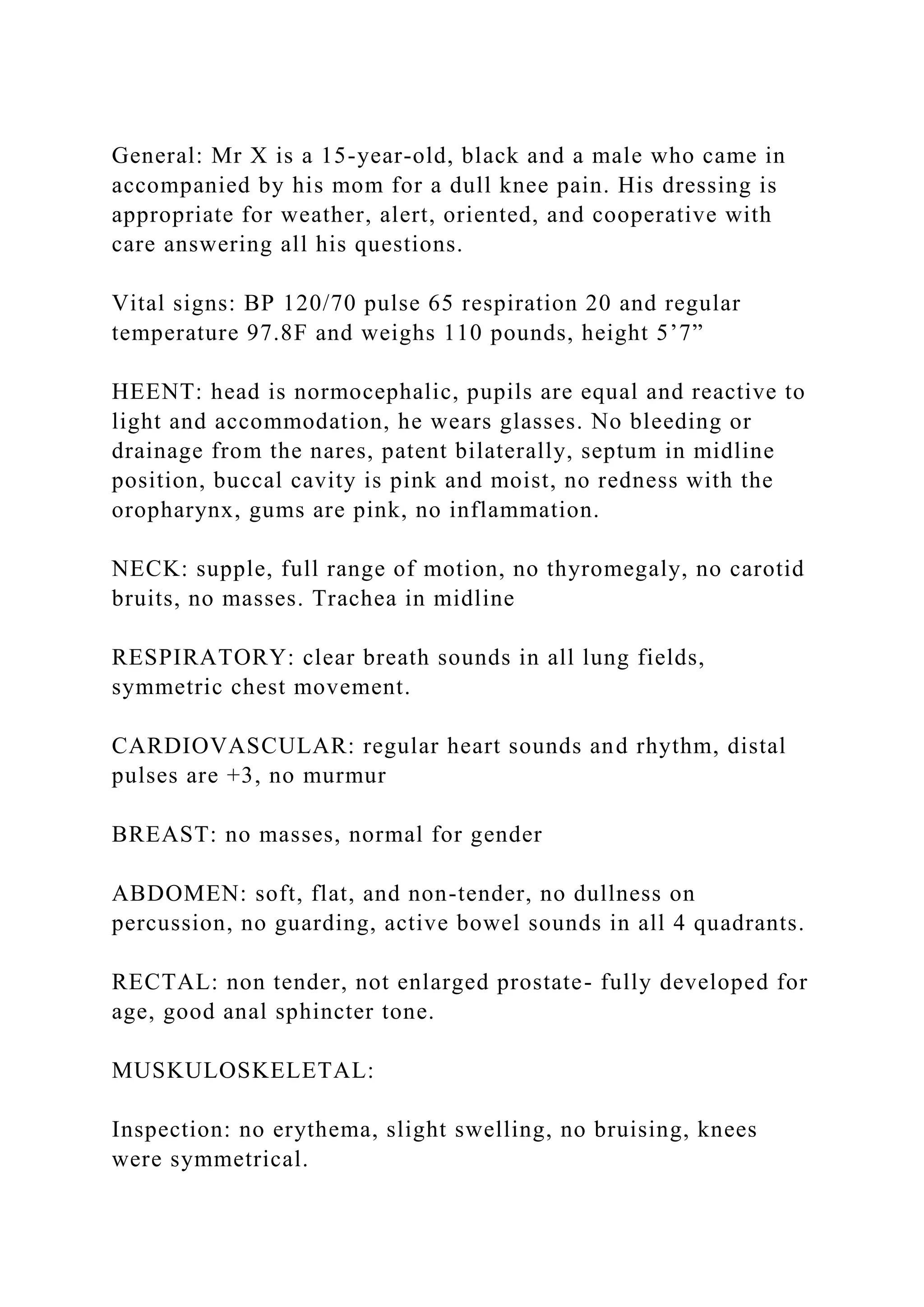 Patient Informationpatient X Age 15 Years Old Sex Maledocx