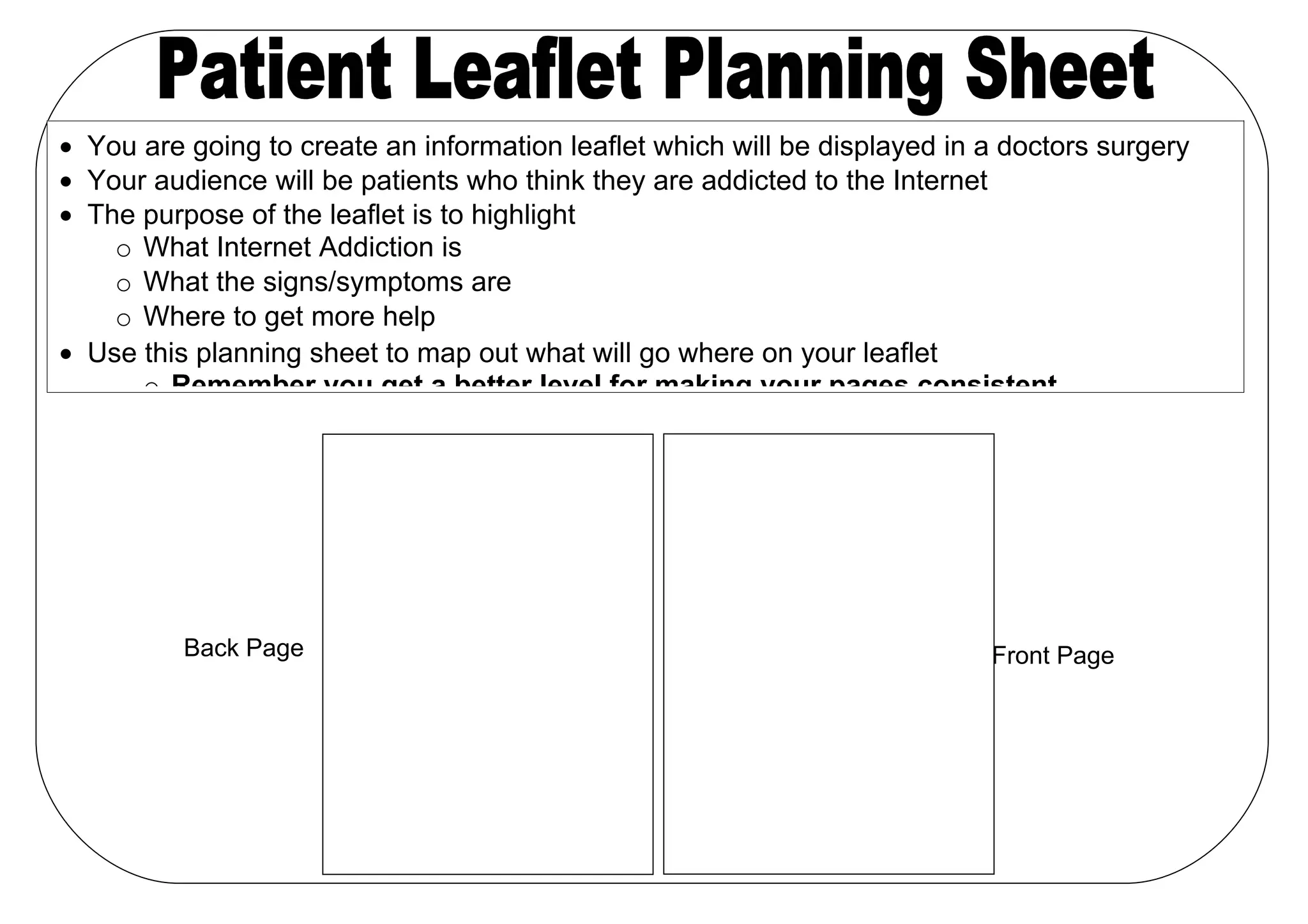 Patient Leaflet Planning Sheet | DOC