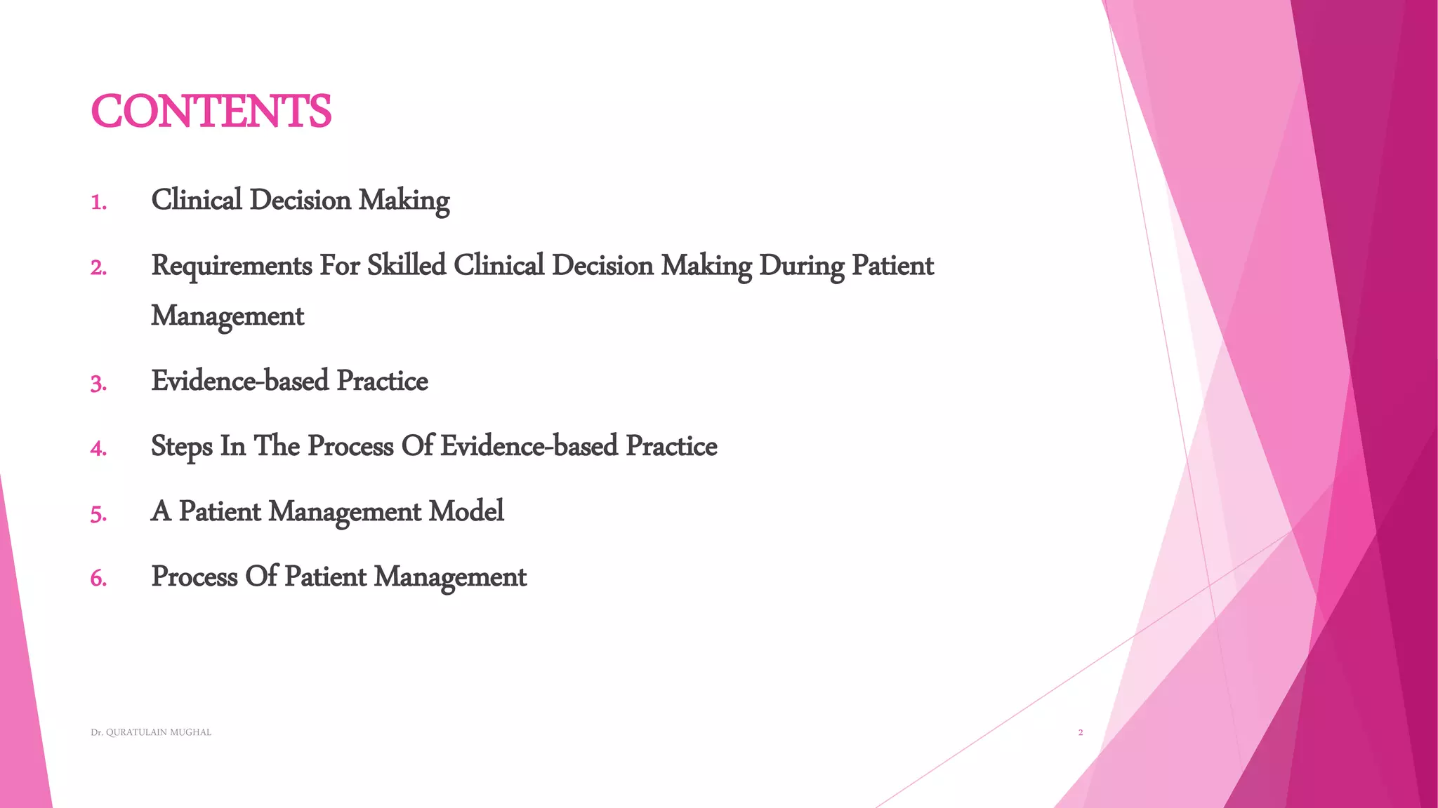 Patient management and clinical decision | PPTX