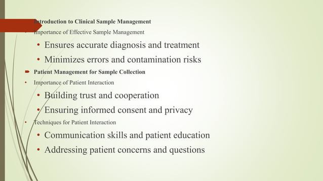 Patient management for clinical samples collection, collection.pptx