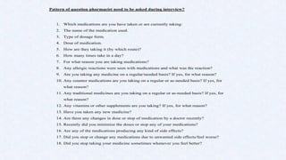 Patient Medication History Interview. | PDF