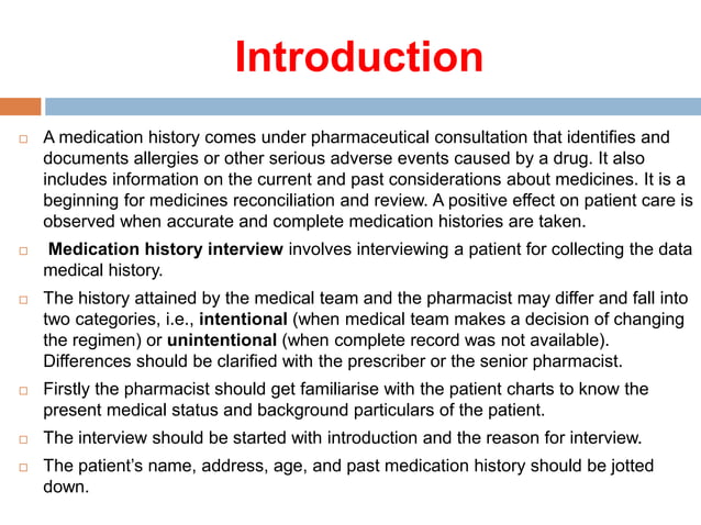 Patient Medication History Interview.pptx | Pharmaceutical Drugs ...