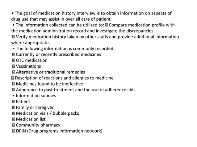 PATIENT MEDICATION HISTORY INTERVIEW.pptx | Human Resources | Business