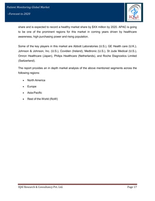 Patient monitoring global market sample report | PDF