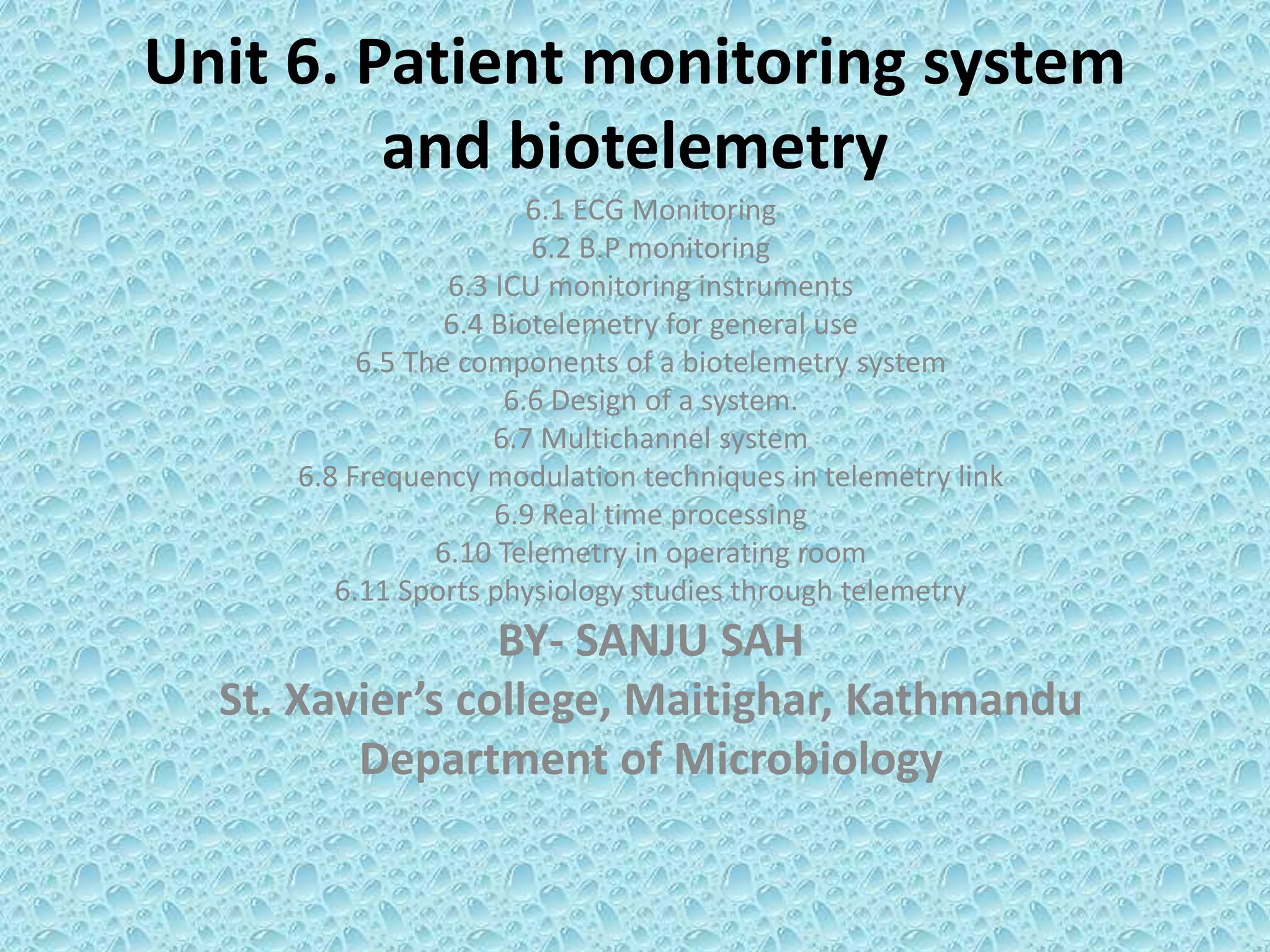 Patient monitoring system and biotelemetry | PPTX