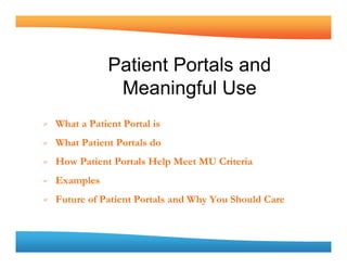 Patient portals and meaningful use | PDF