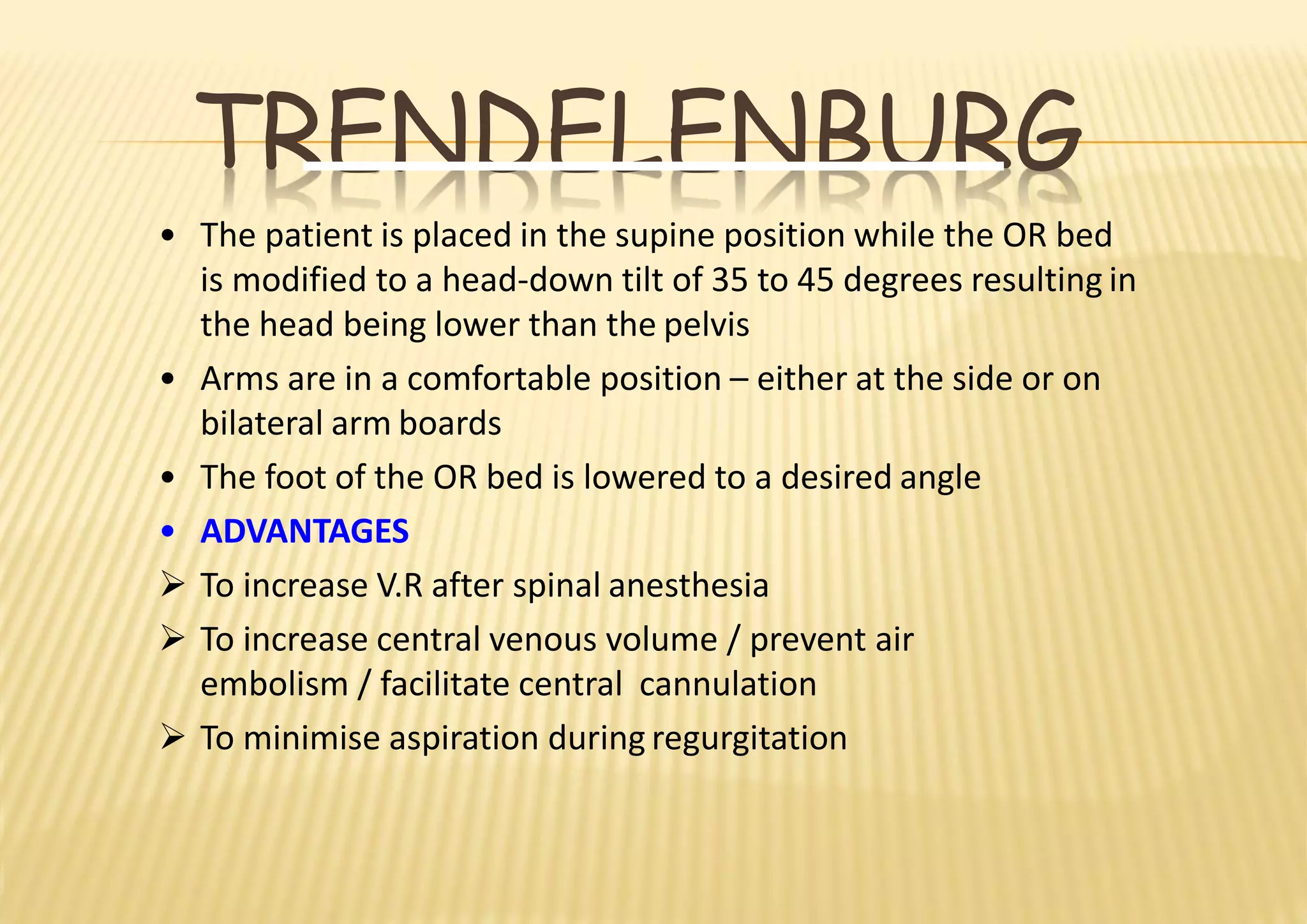 Patient position and anesthesia | PPTX