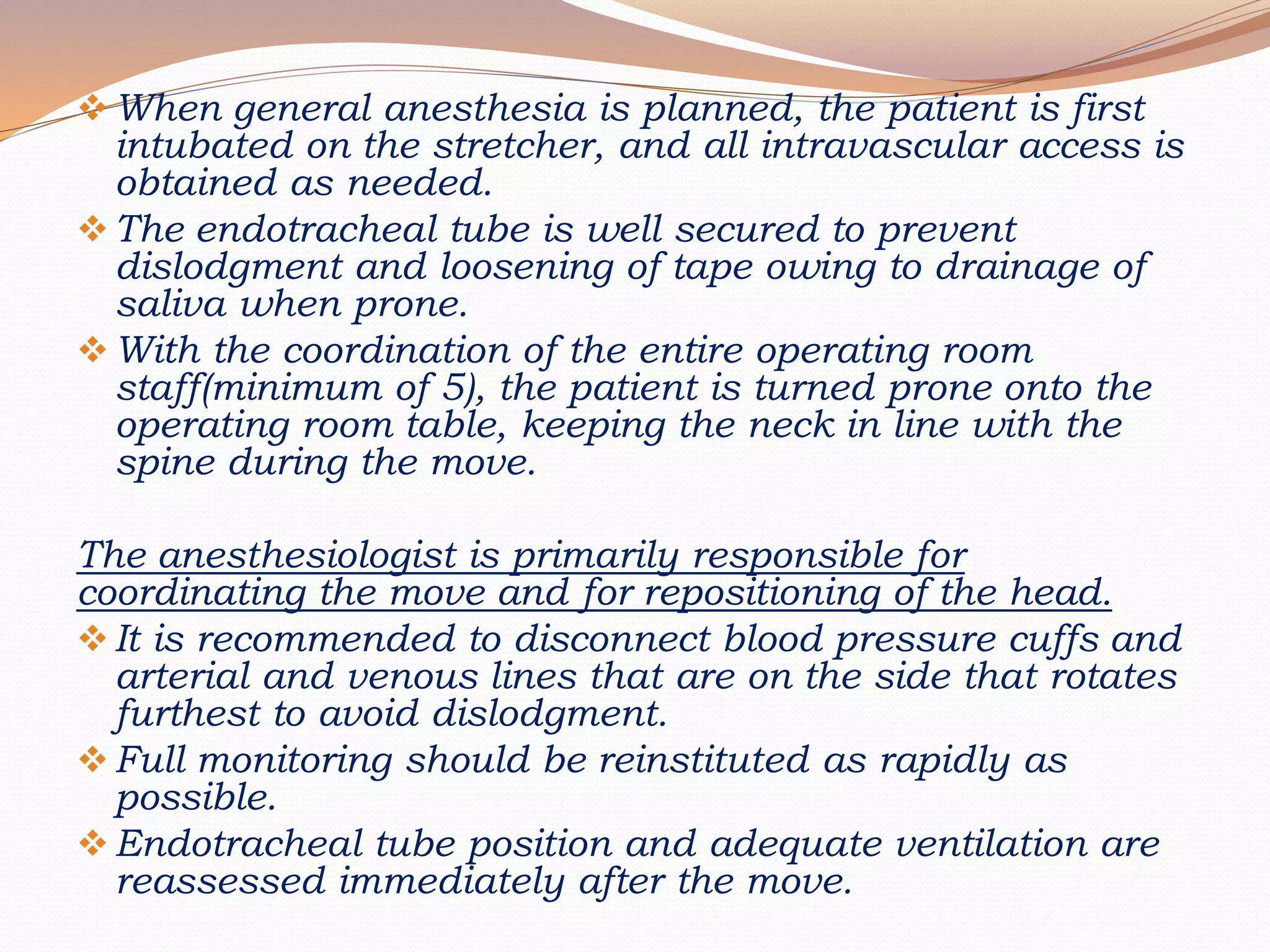 Patient positioning and anaesthetic consideration | PPTX