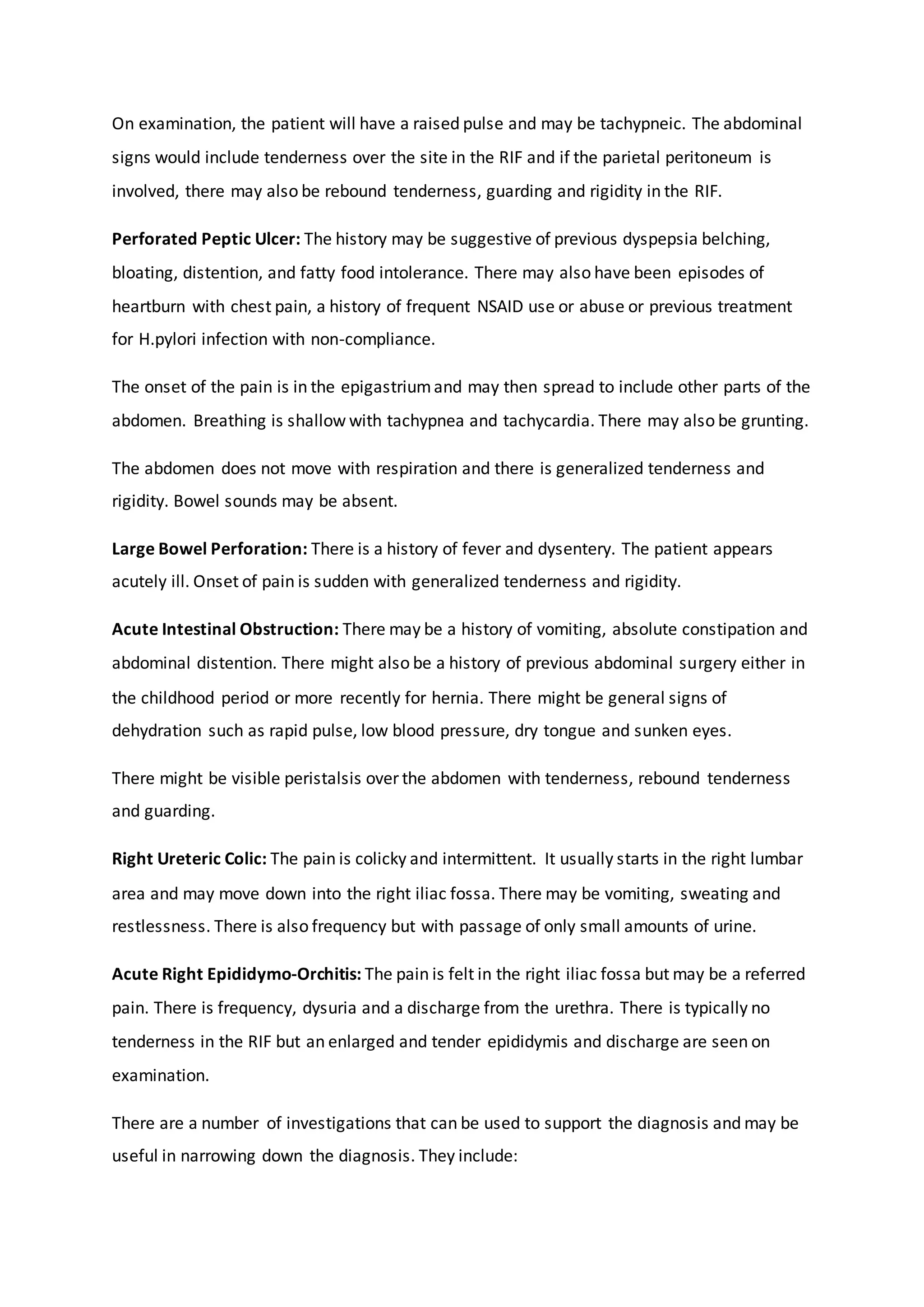 Patient with Right Iliac Fossa Pain: Differentials & management | DOCX