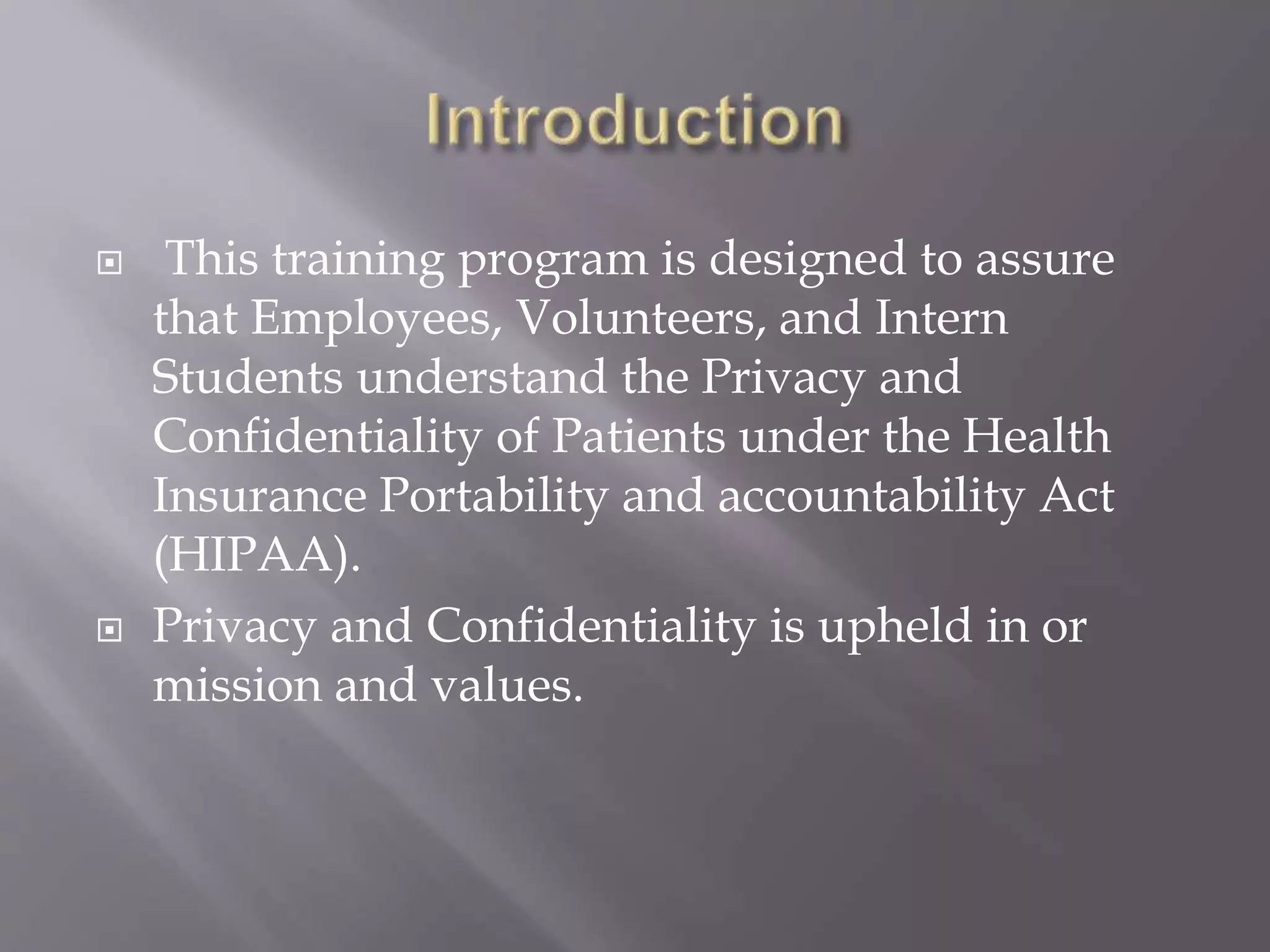 Patient privacy and confidentiality training | PPTX