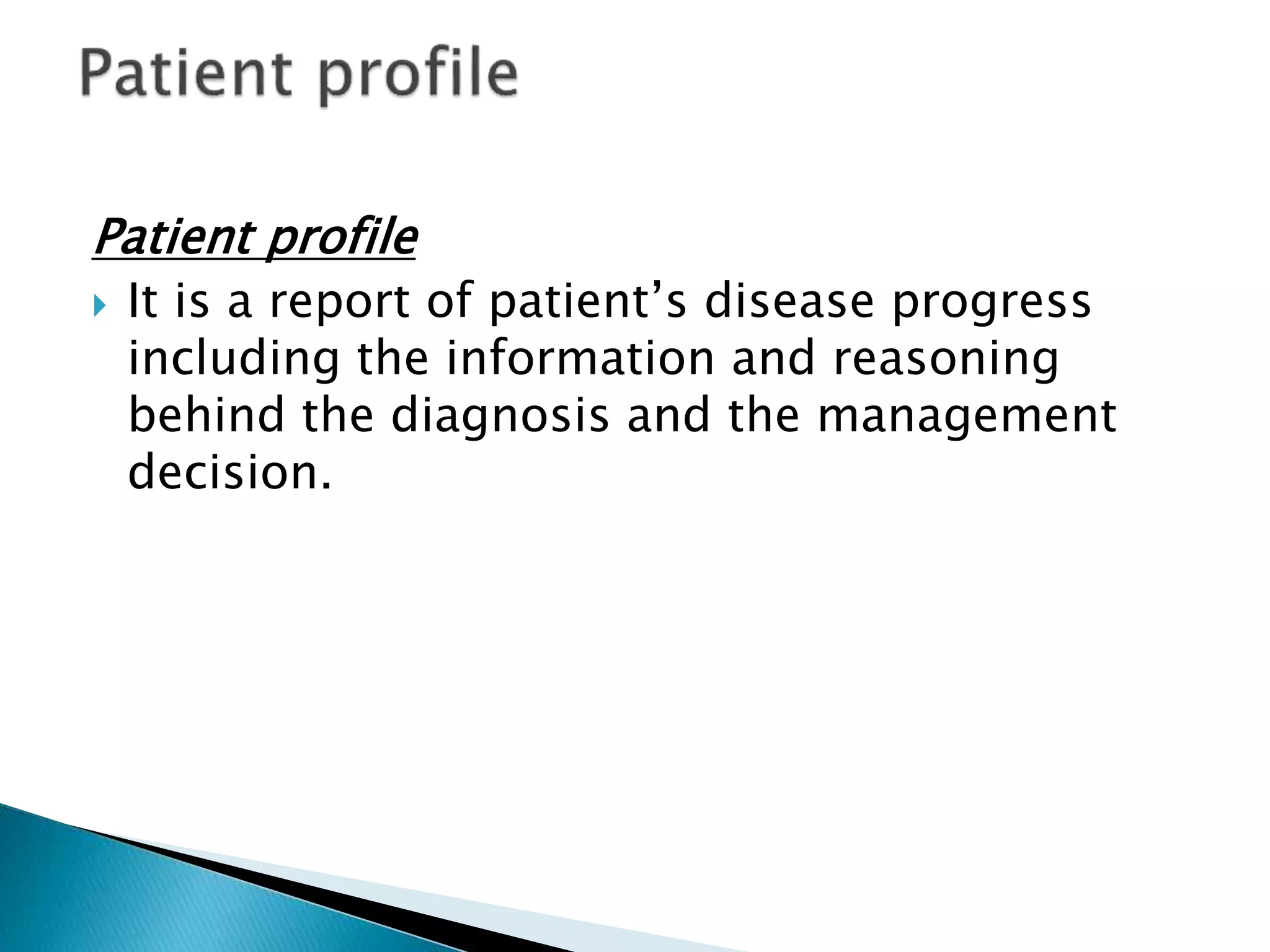 Patient profile (Taking & Components) | PPTX